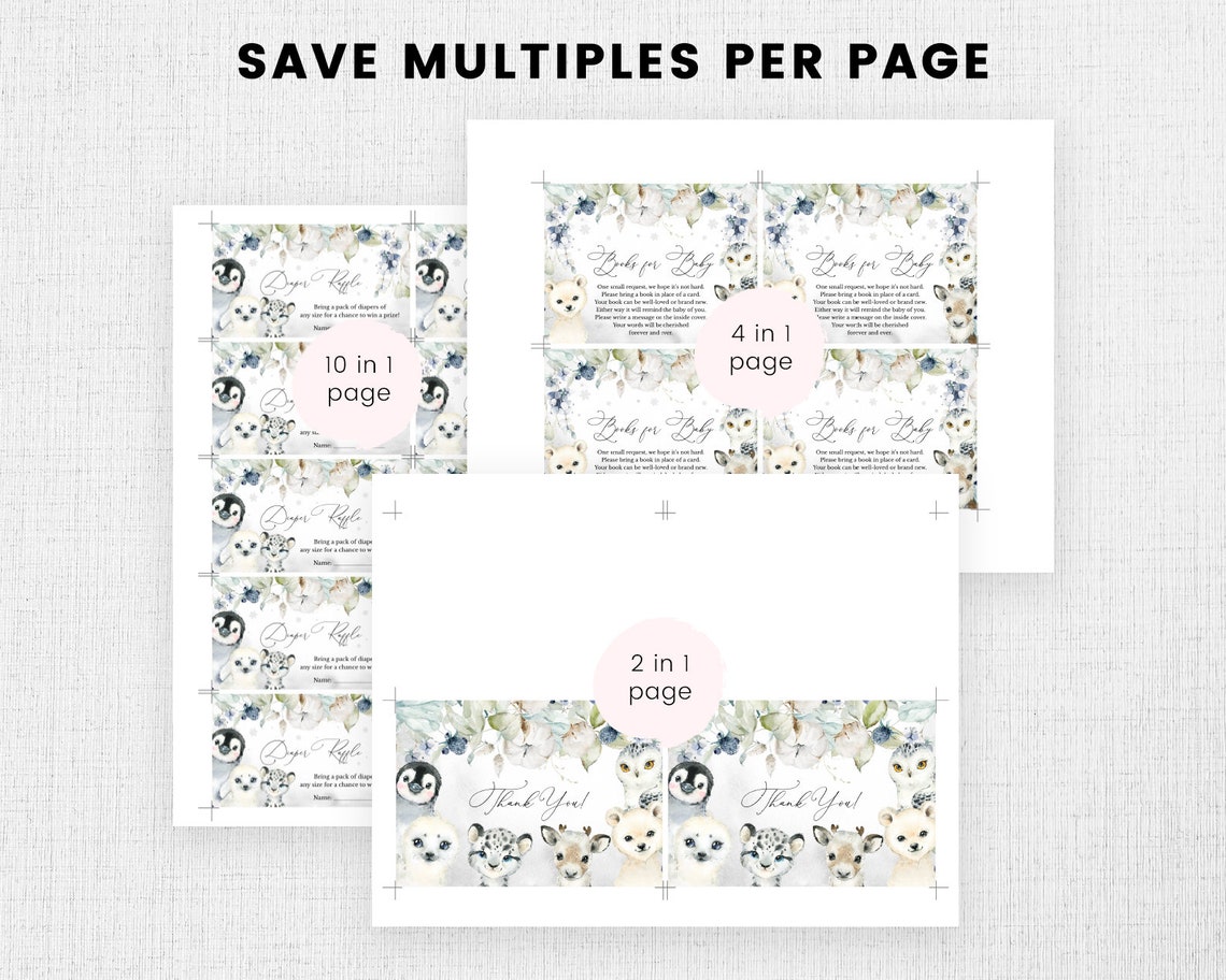 Editable Winter Arctic Animals Baby Shower Invitation Bundle - Etsy