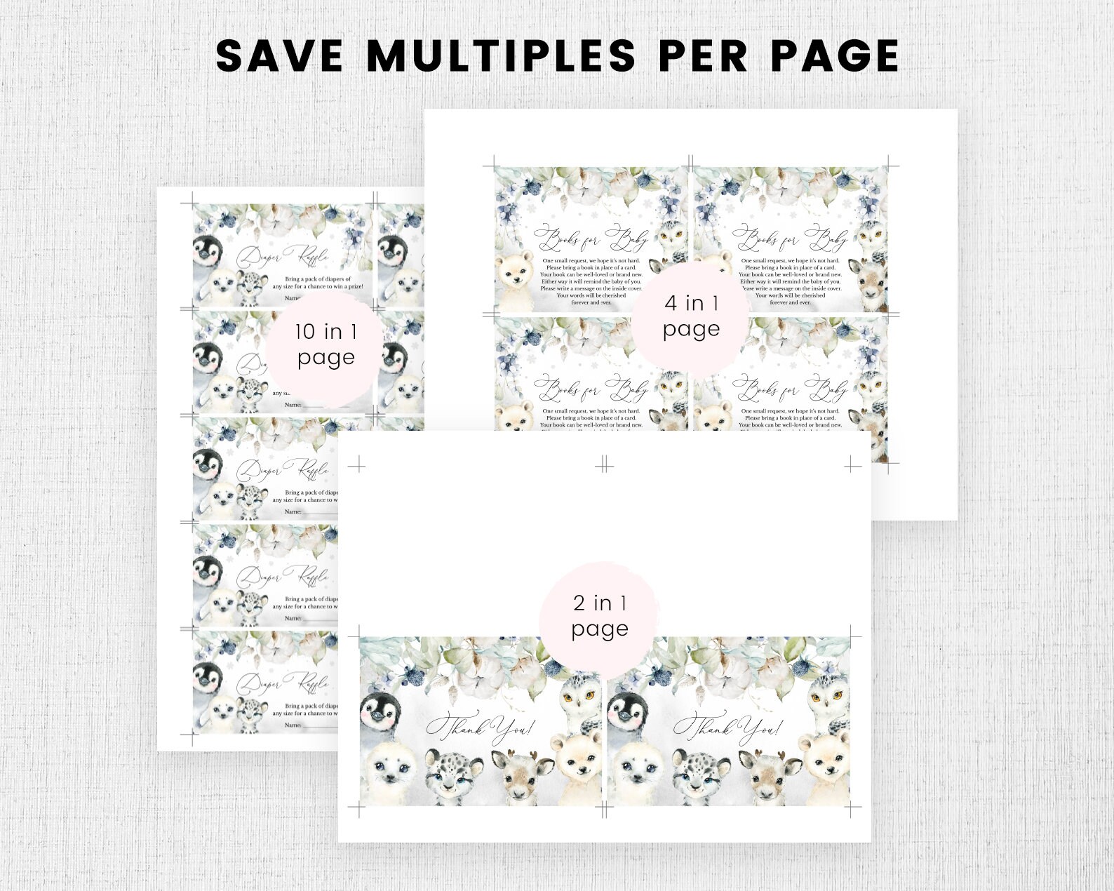 Editable Winter Arctic Animals Baby Shower Invitation Bundle - Etsy