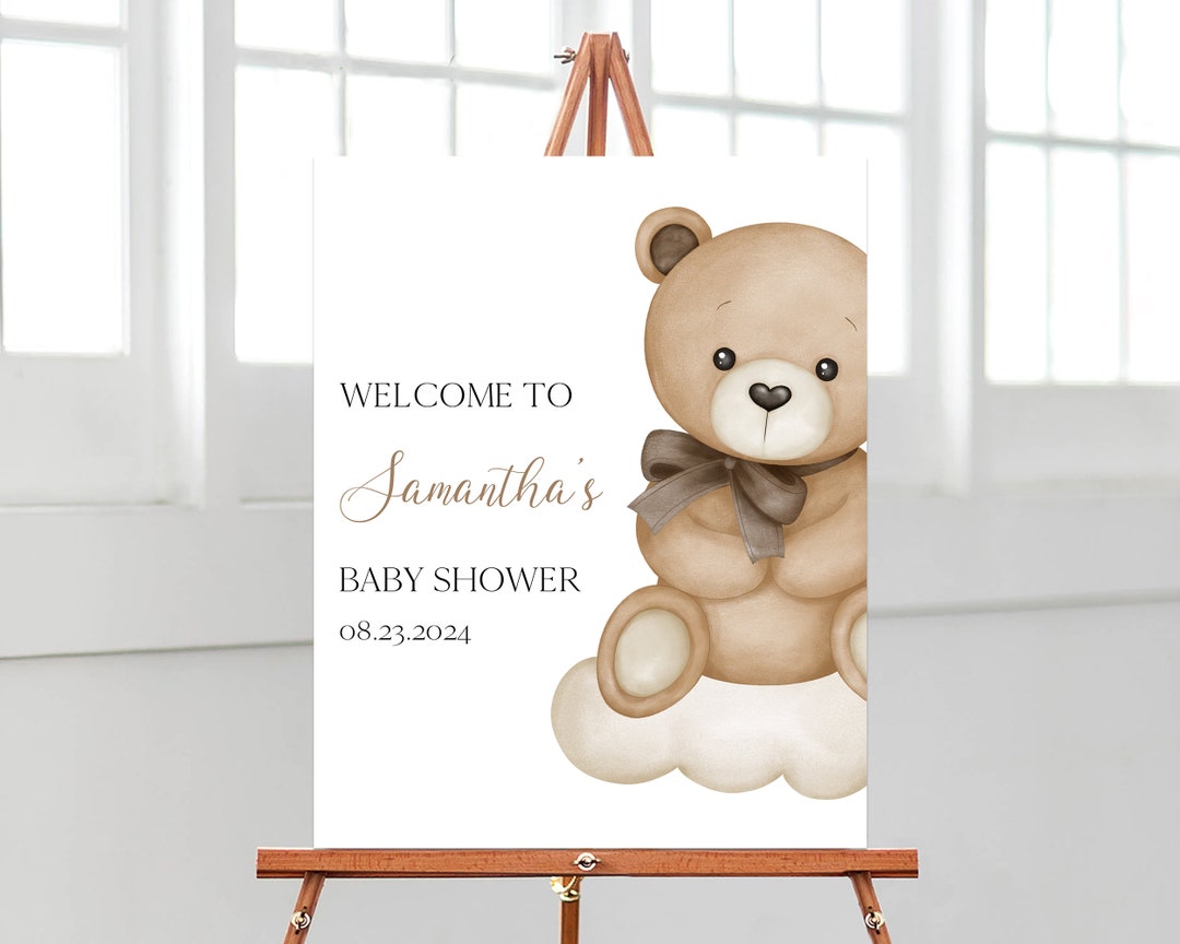 Editable Gender Neutral Bear Baby Shower Welcome Sign, We Can Bearly ...