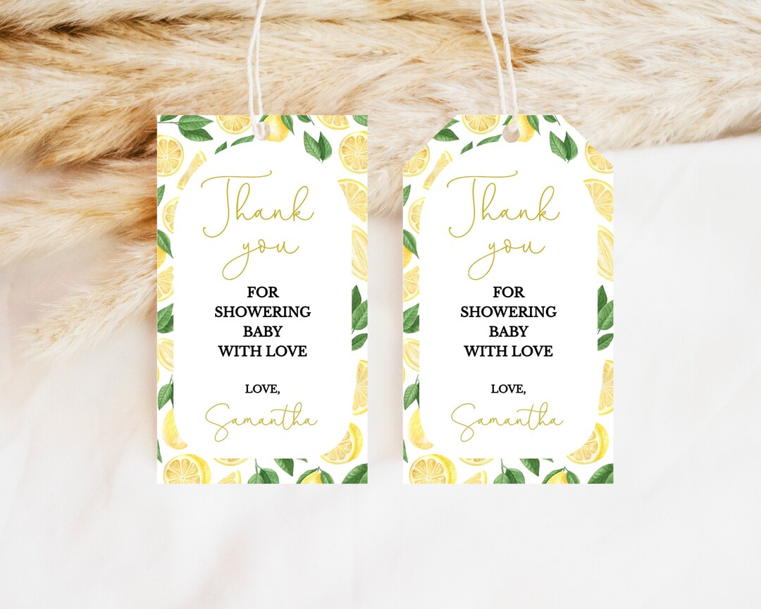 Editable Gender Neutral Lemon Baby Shower Favor Tag, Lemon Baby Shower ...