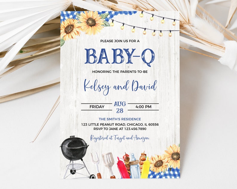 Editable Boy BBQ Baby Shower Invitation Bundle, Backyard Baby Shower ...