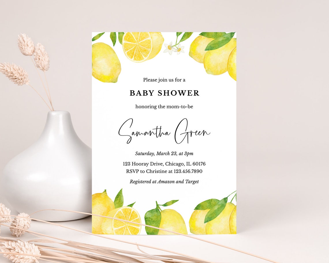 Editable Lemon Baby Shower Invitation Lemon Baby Shower | Etsy