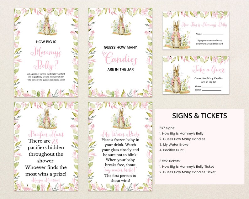 Editable Peter Rabbit Baby Shower Game Bundle Pink Peter - Etsy