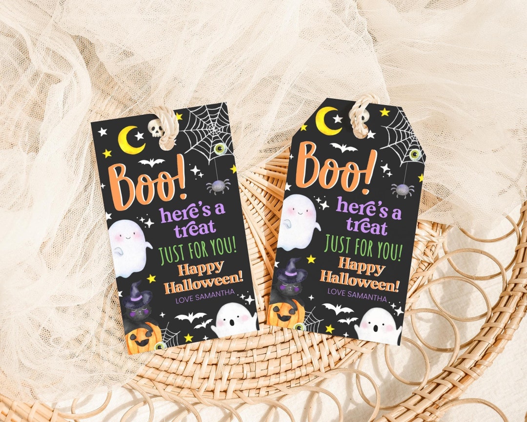 Editable Boo Here's a Treat Just for You Favor Tag, Halloweentrick or ...