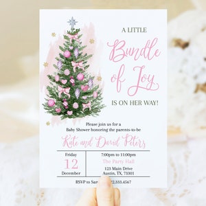 Editable A Little Bundle of Joy Christmas Baby Shower - Etsy