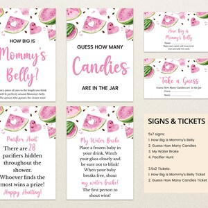 Editable Pink Watermelon Baby Shower Game Bundle, Watermelon Baby ...