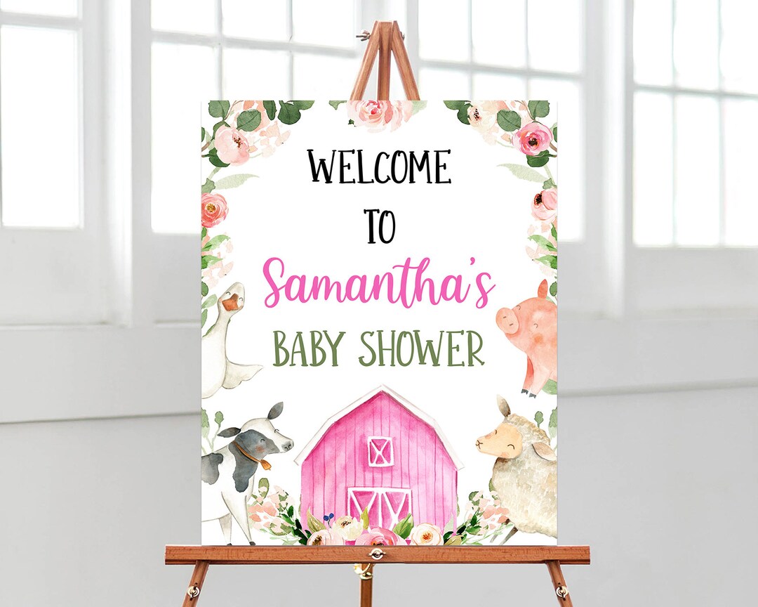 Editable Farm Girl Baby Shower Welcome Sign Greenery Floral - Etsy