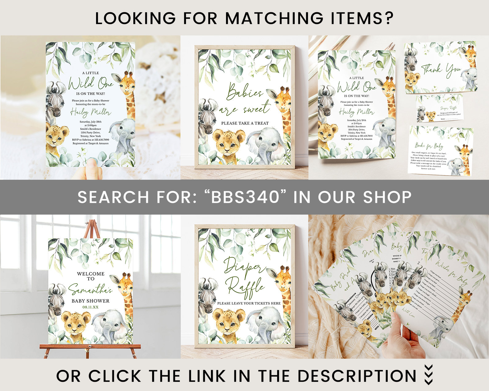 Editable A Little Wild One Baby Shower Invitation Bundle - Etsy