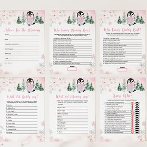 Editable Pink Winter Penguin Baby Shower Game Bundle, Baby It's Cold ...