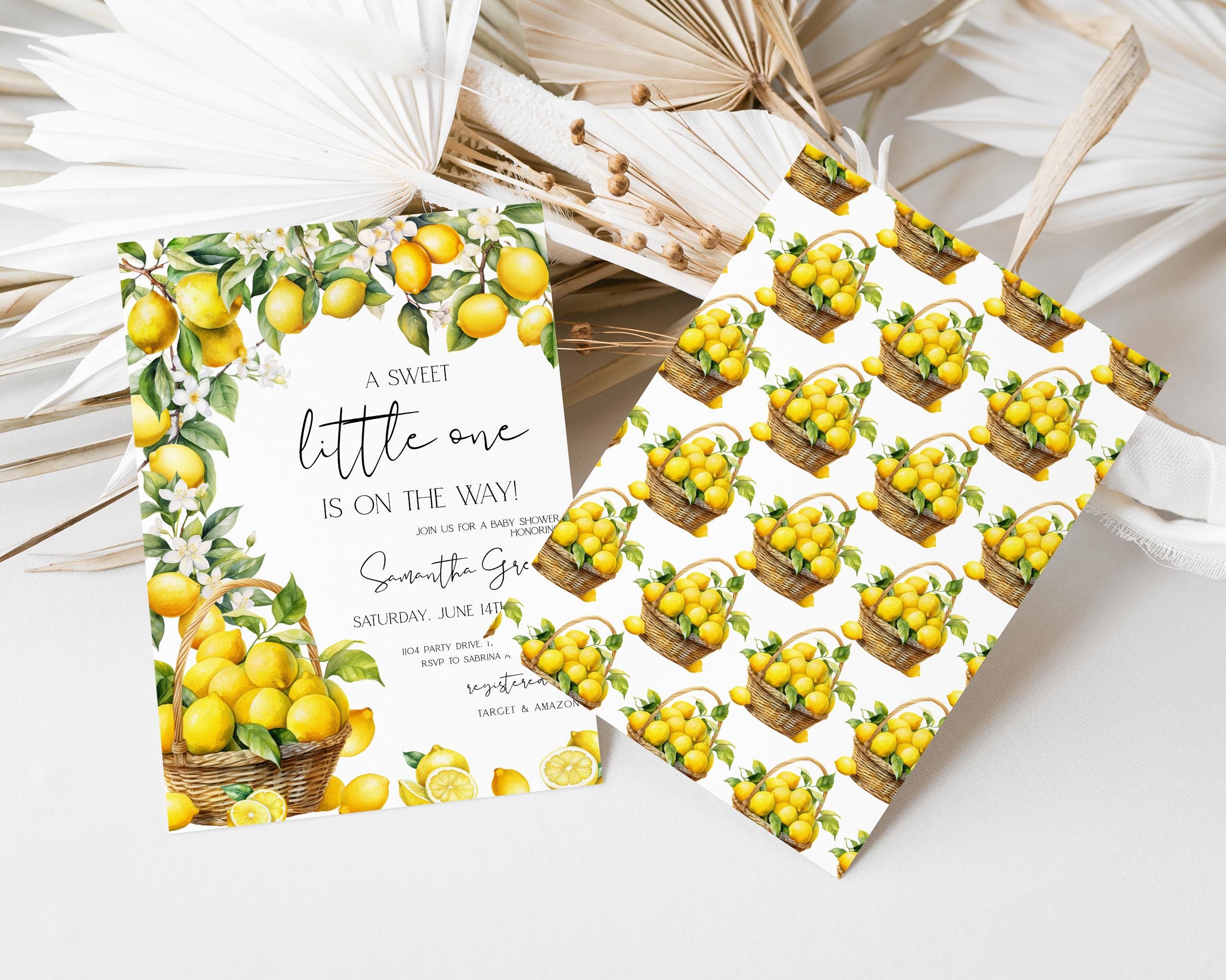 Editable Main Squeeze Lemon Baby Shower Invitation, Sweet Little One ...