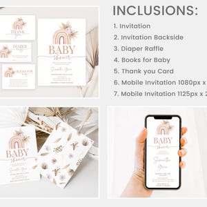 Editable Boho Rainbow Baby Shower Bundle, Rustic Rainbow Game Pack ...