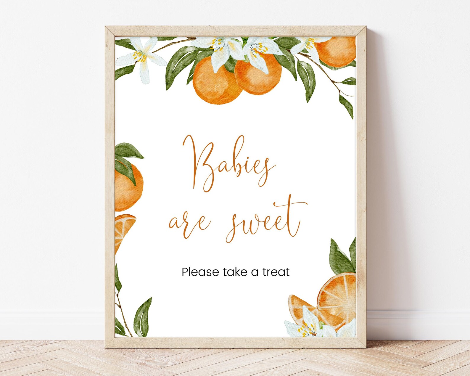 Editable Little Cutie Baby Shower Table Sign, Orange Babies Are Sweet ...