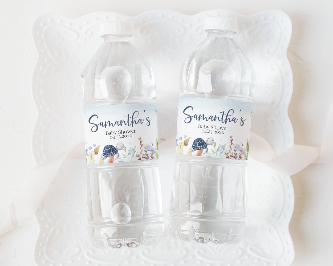 Editable Boy Under the Sea Baby Shower Water Bottle Label, Ocean Baby ...