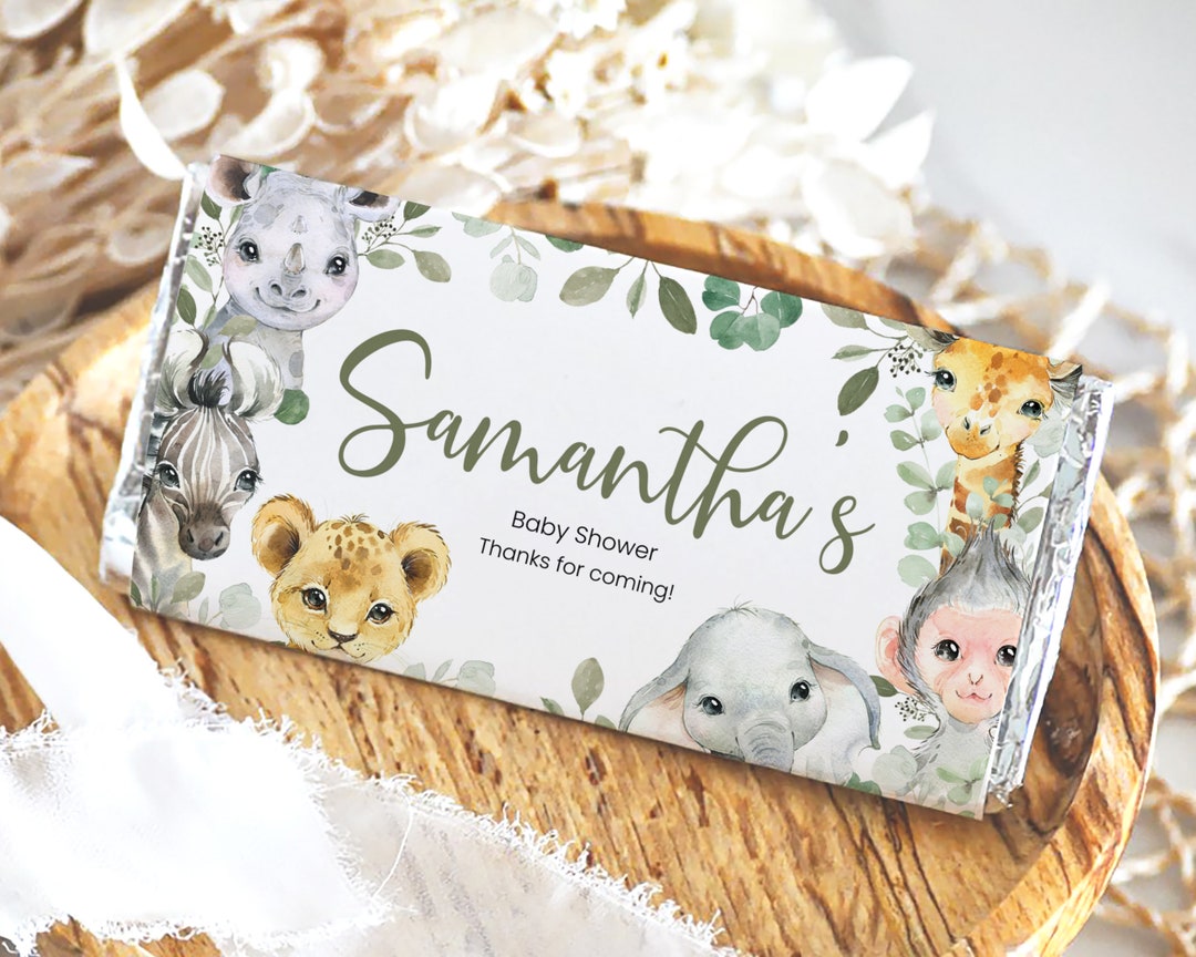 Editable It's a Boy Safari Baby Shower Chocolate Wrapper, Safari Jungle ...