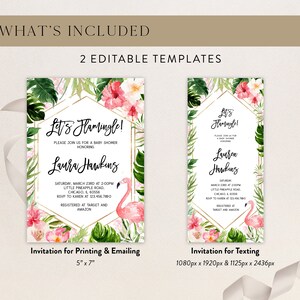 Editable Floral Flamingo Baby Shower Invitation, Tropical Flamingo Baby ...