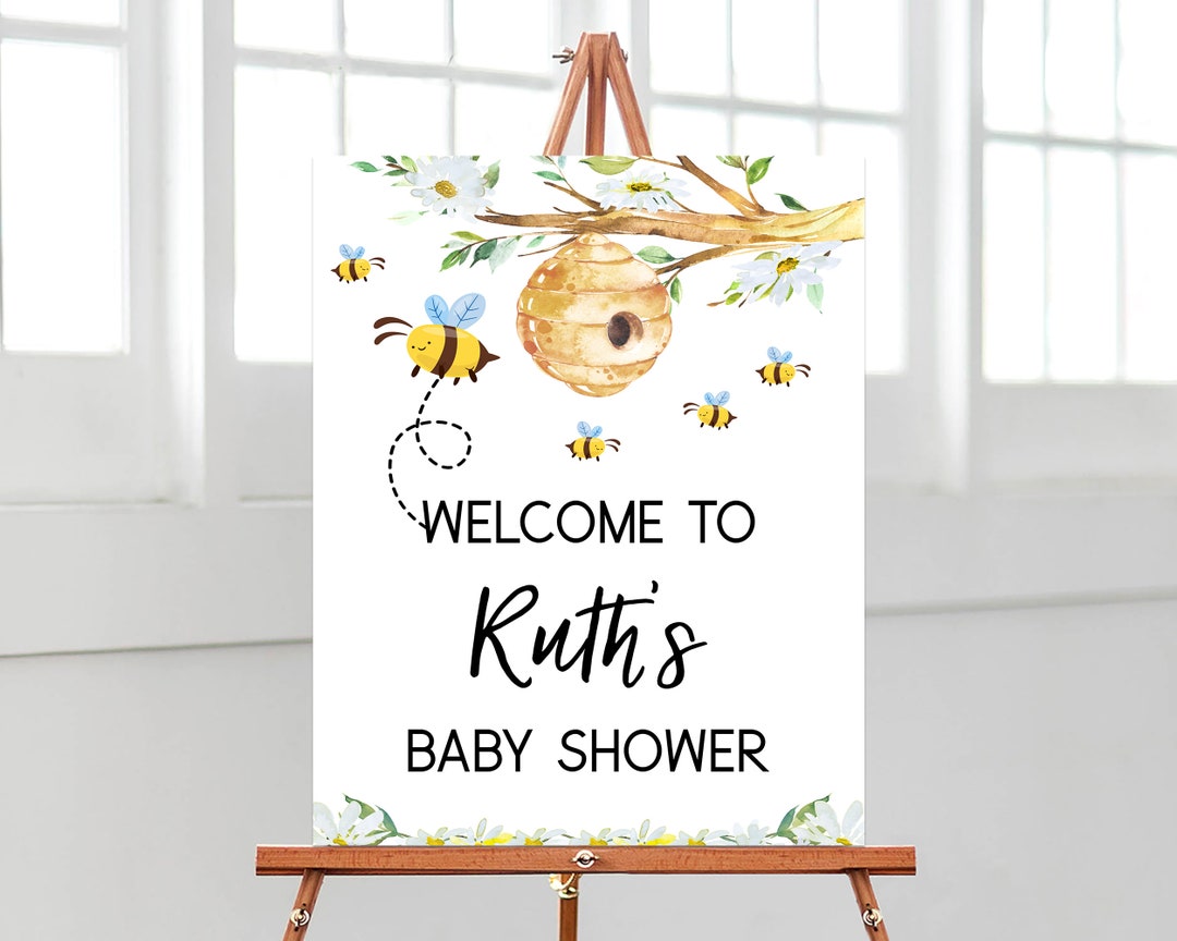 Editable Oh Babee Baby Shower Welcome Sign, Honey Bee Baby Shower ...