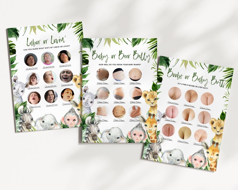 Editable Greenery Safari Jungle Baby Shower Game Bundle Wild - Etsy