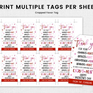 Editable Thank You for Your Commit-mint Valentine Gift Tag, Valentine ...