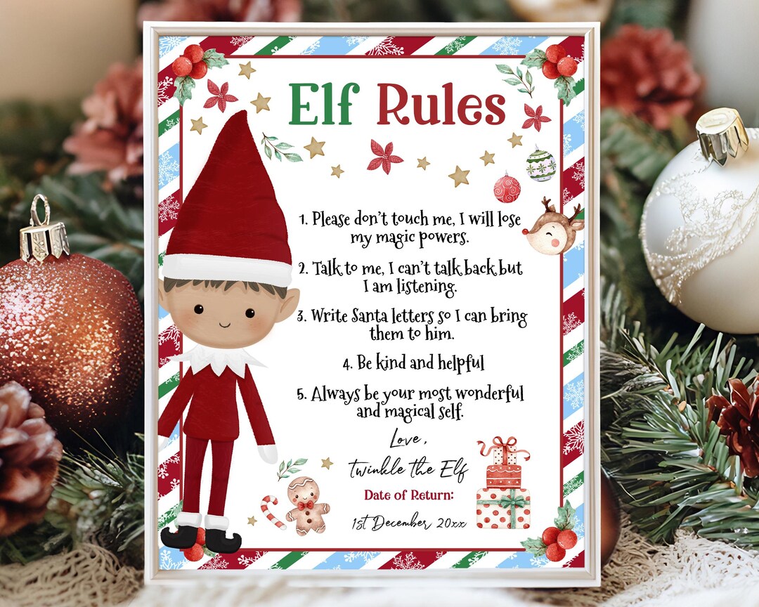 Editable Boy Elf Rules Template, Printable Elf Rules Sign, Elf Sign ...