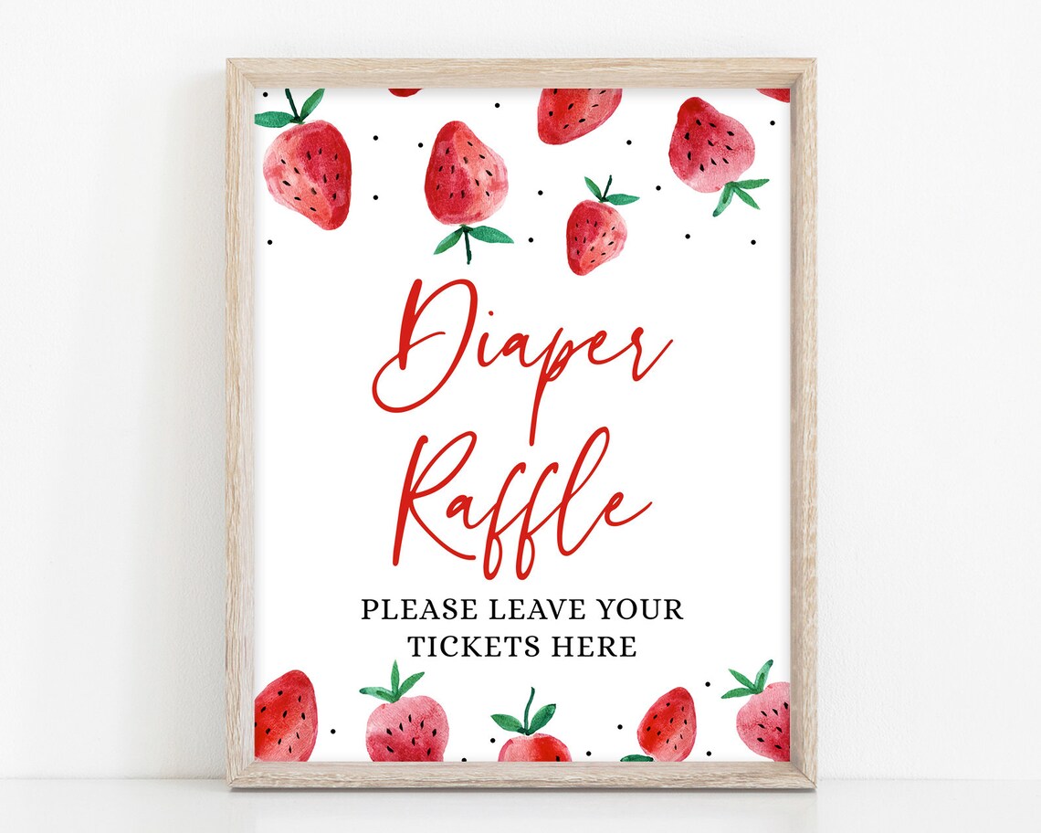 Diaper Raffle Sign Strawberry Baby Shower Red Strawberry - Etsy