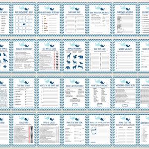 Editable Whale Baby Shower Game Bundle Blue Whale Baby Shower - Etsy