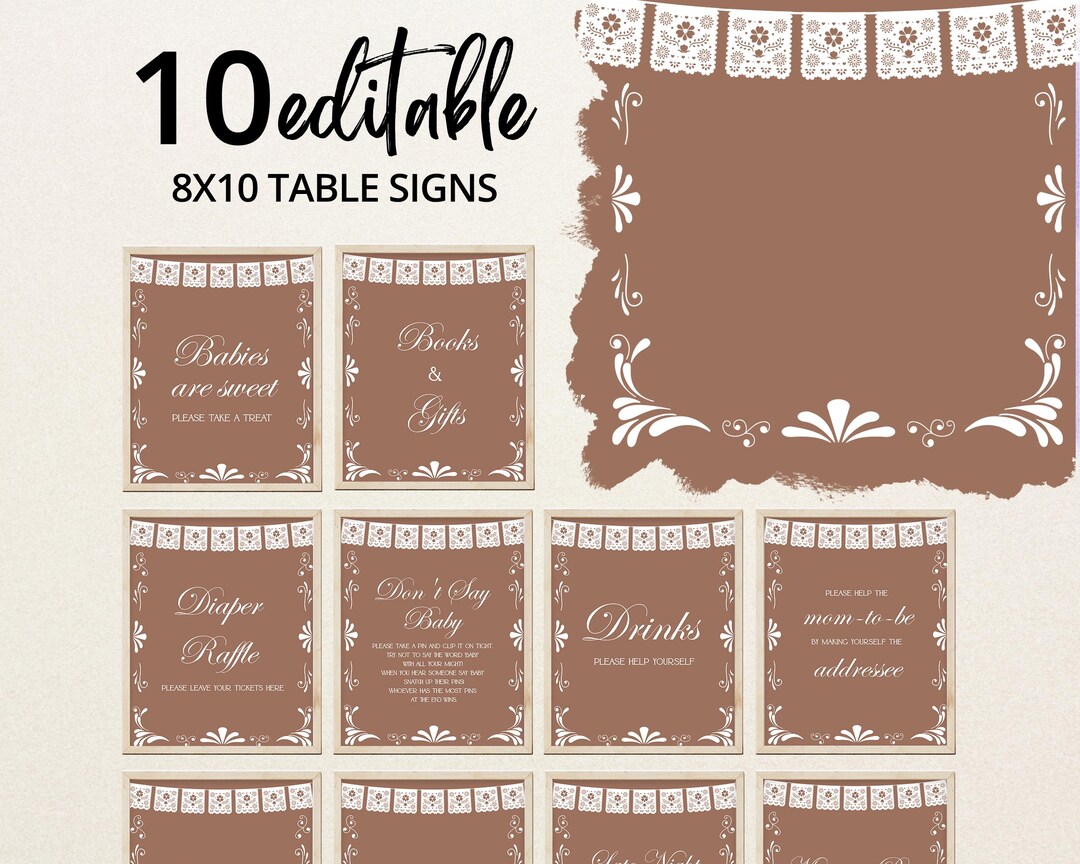 Editable Cielito Lindo Gender Neutral Baby Shower Table Sign, Mexican ...