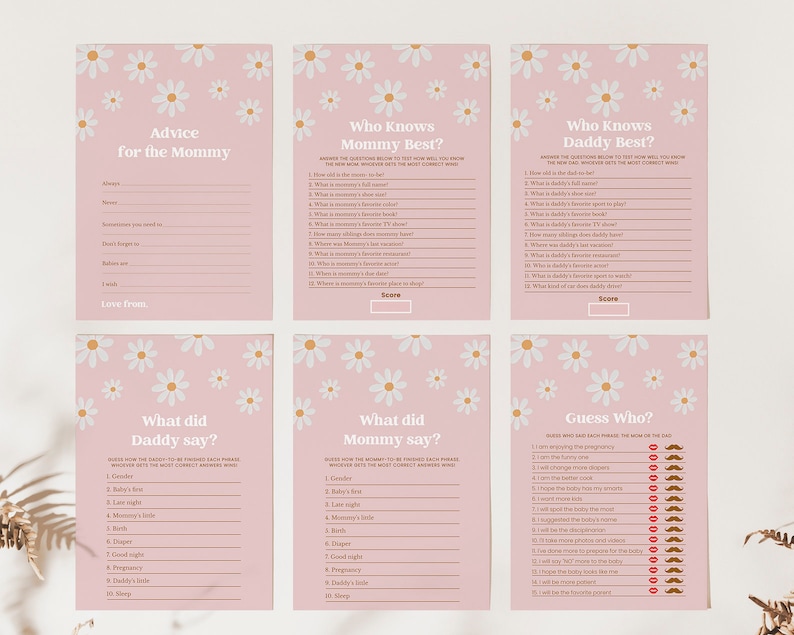 Editable Daisy Baby Shower Game Bundle Bohemian Daisy Baby - Etsy