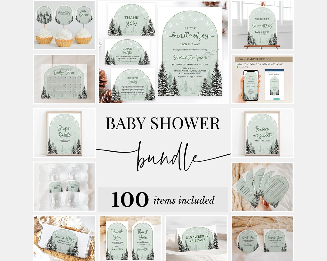 Editable A Little Bundle of Joy Baby Shower Bundle, Gender Neutral ...