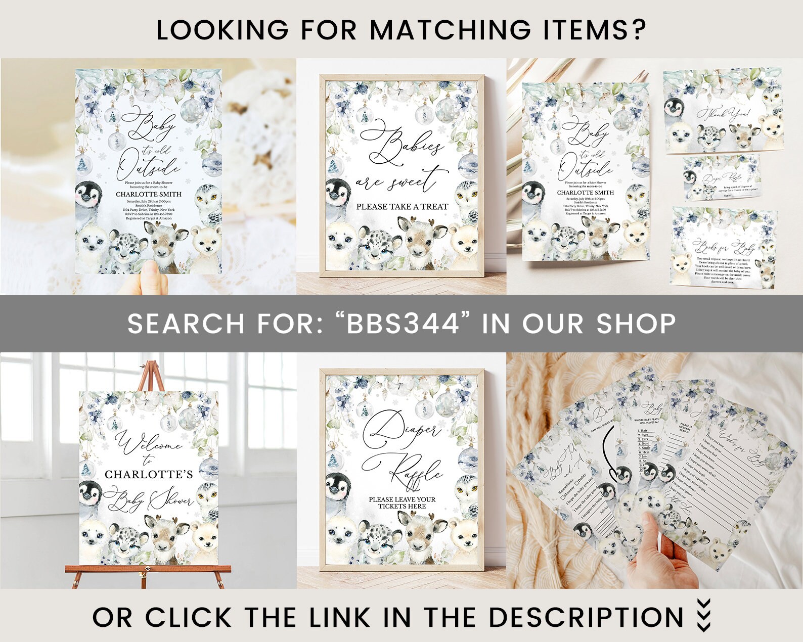 Editable Winter Arctic Animals Baby Shower Welcome Sign - Etsy