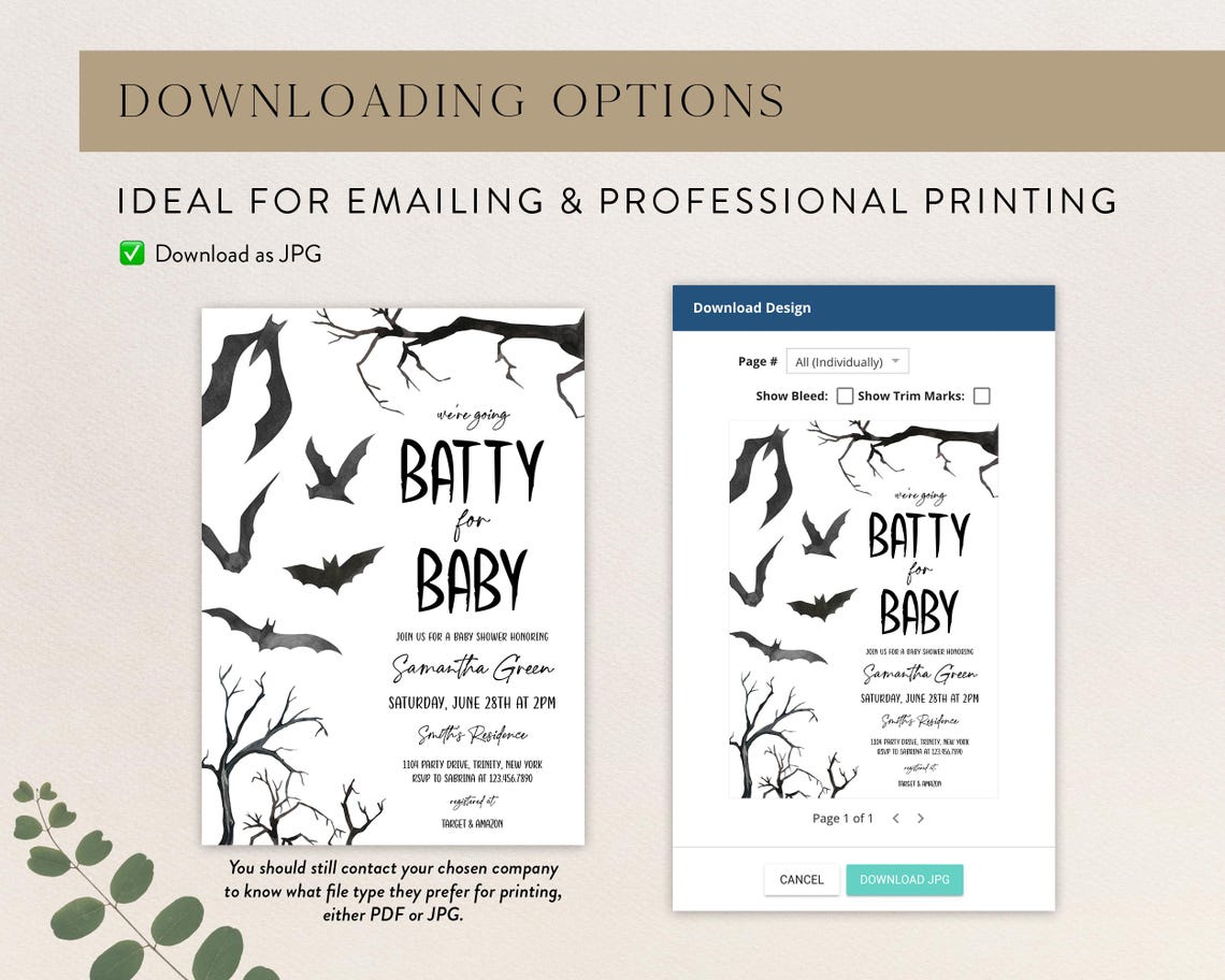 Editable We're Going Batty for Baby Shower Invitation, Gender Neutral ...