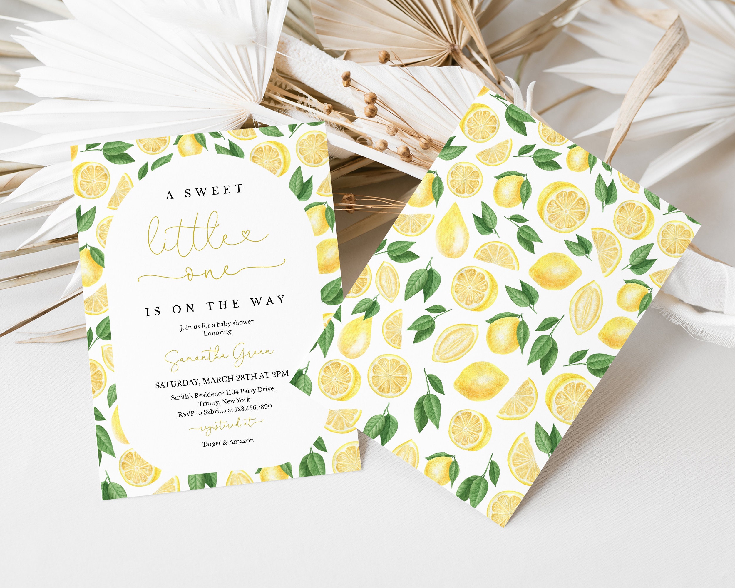 Editable Gender Neutral Lemon Baby Shower Invitation, Lemon Baby Shower ...