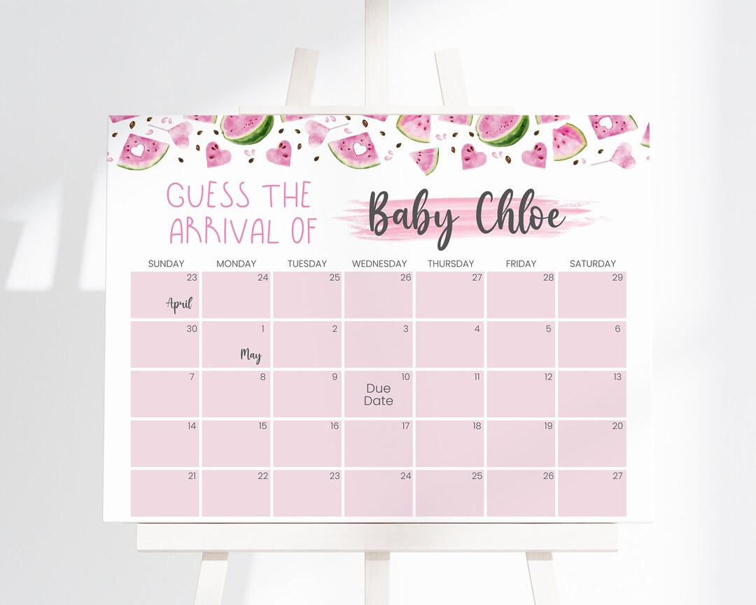 Editable Pink Watermelon Baby Shower Guess Baby's Arrival, Watermelon ...