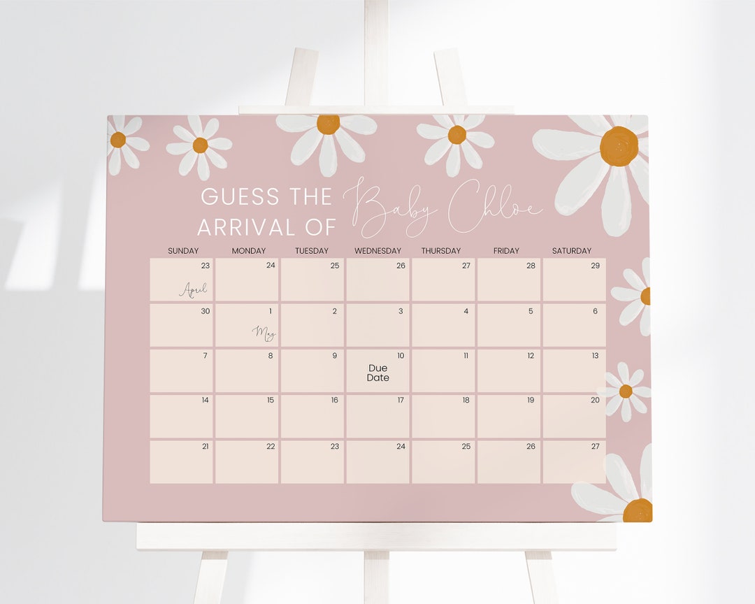 Editable Daisy Baby Shower Guess Baby's Arrival, Baby in Bloom Daisy ...