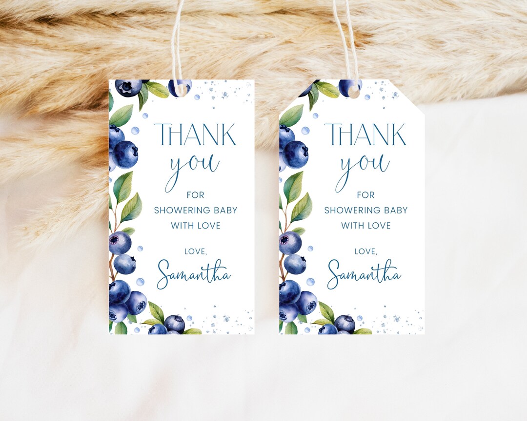 Editable Blueberry Baby Shower Favor Tag, Berry Sweet Blueberry Baby ...