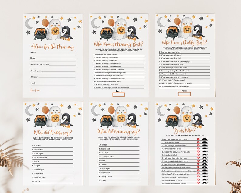 Editable A Little Boo Baby Shower Game Bundle, Gender Neutral Halloween ...