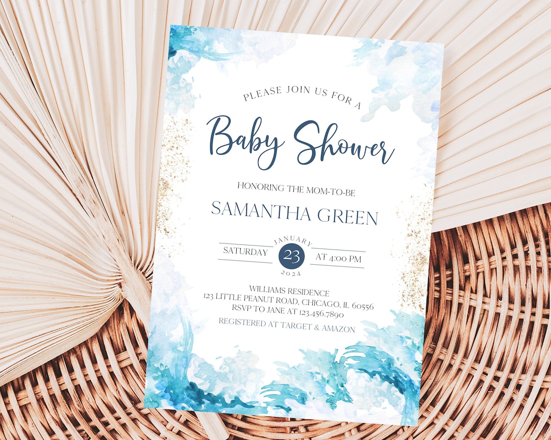 Editable Nautical Baby Shower Invitation Bundle, Ocean Baby Shower ...