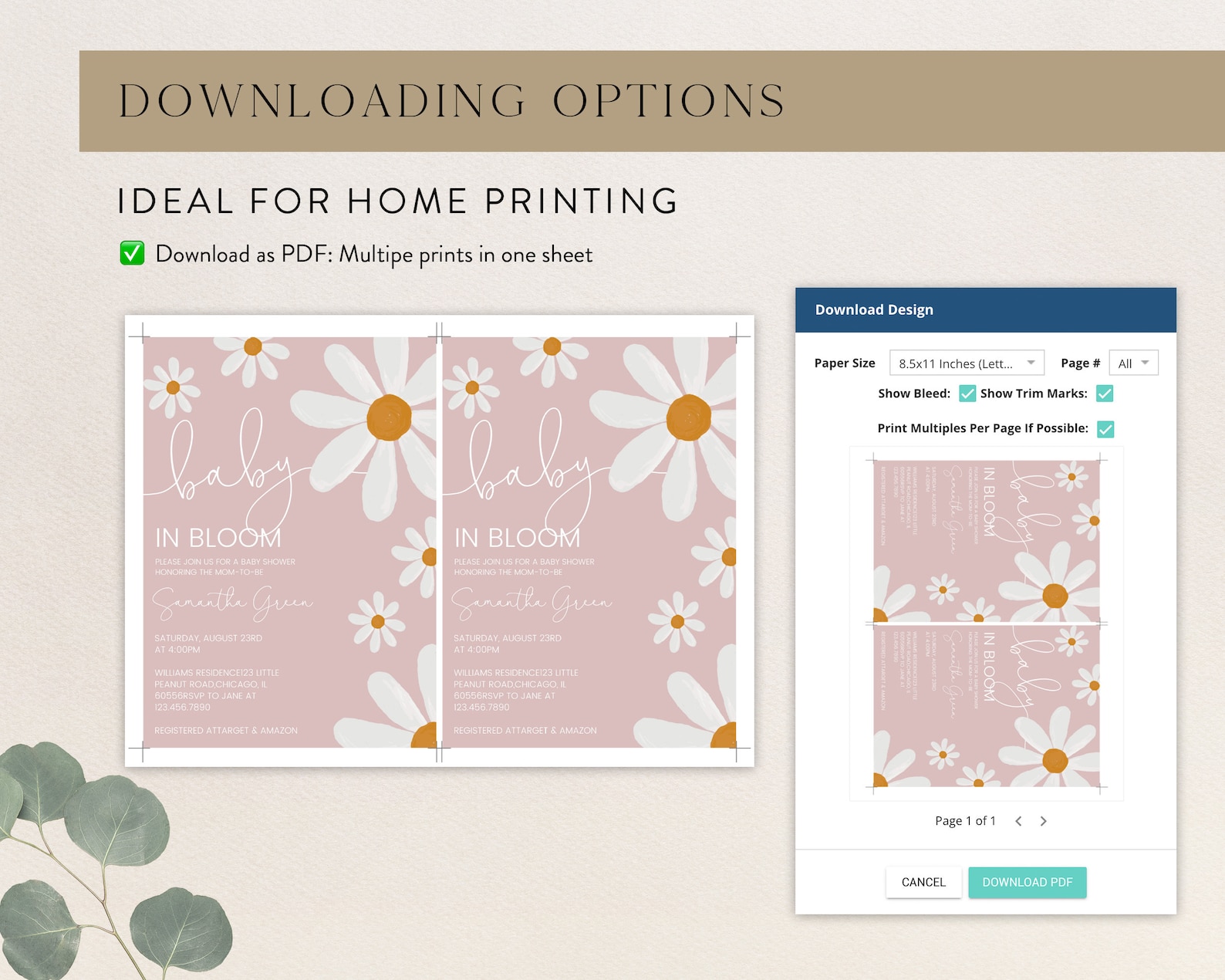 Editable Daisy Baby Shower Invitation Bundle, Baby in Bloom Daisy Baby ...