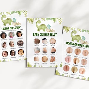 Editable Dinosaur Baby Shower Game Bundle, Boho Greenery Dinosaur Baby ...