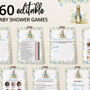 Editable Peter Rabbit Baby Shower Game Bundle Blue Peter - Etsy