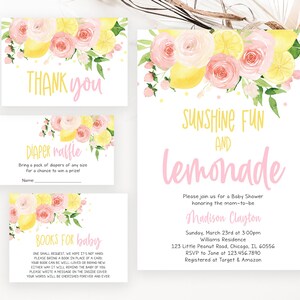 Editable Lemonade Baby Shower Invitation Bundle Sunshine - Etsy