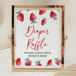 Diaper Raffle Sign Strawberry Baby Shower Red Strawberry - Etsy