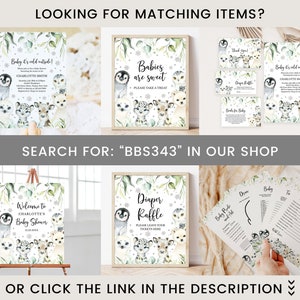 Editable Winter Arctic Animals Baby Shower Invitation Bundle, Greenery ...