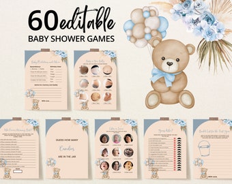 Editable Teddy Bear Baby Shower Games Bundle We Can Bearly - Etsy