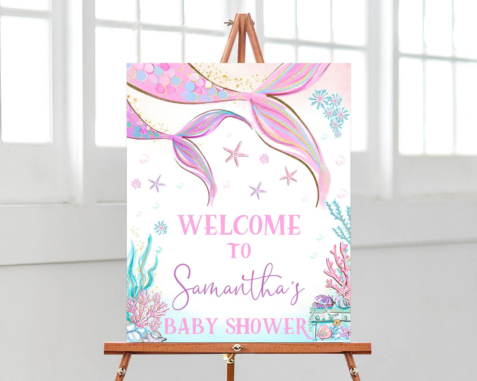 Editable Mermaid Baby Shower Welcome Sign Under the Sea - Etsy