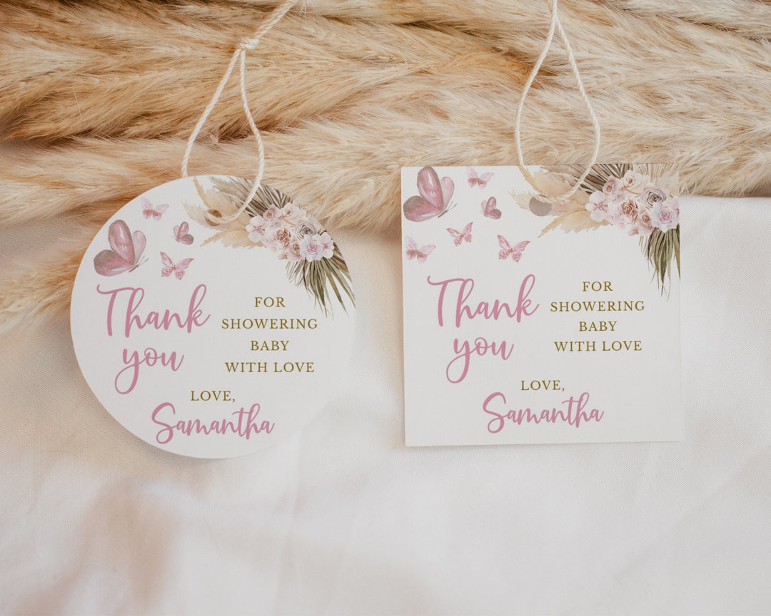 Editable Boho Butterfly Baby Shower Favor Tag, A Little Butterfly ...