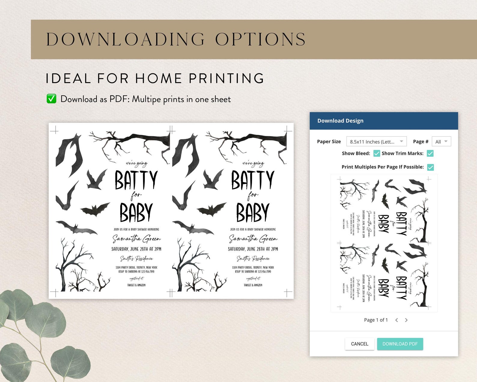 Editable We're Going Batty for Baby Shower Invitation, Gender Neutral ...