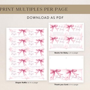 Editable Pink Bow Baby Shower Invitation Bundle, Girl Baby Shower ...