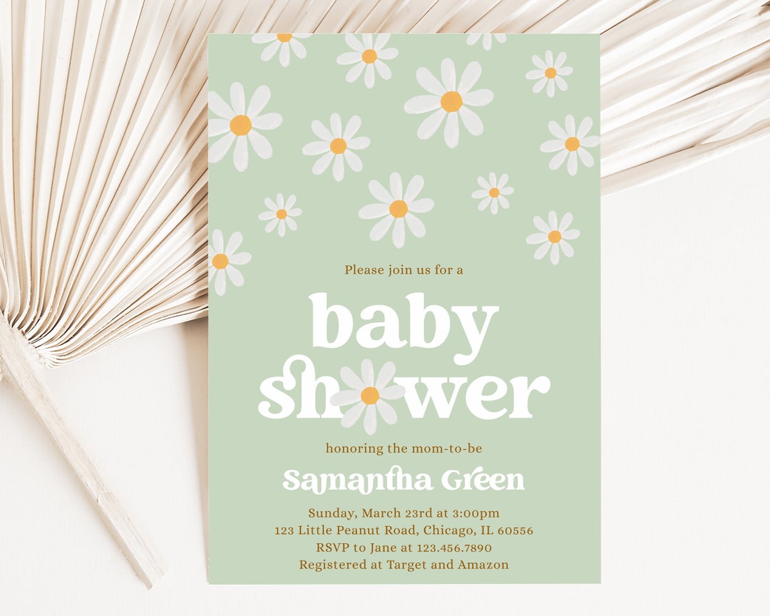 Editable Daisy Baby Shower Invitation, Bohemian Daisy Baby Shower ...