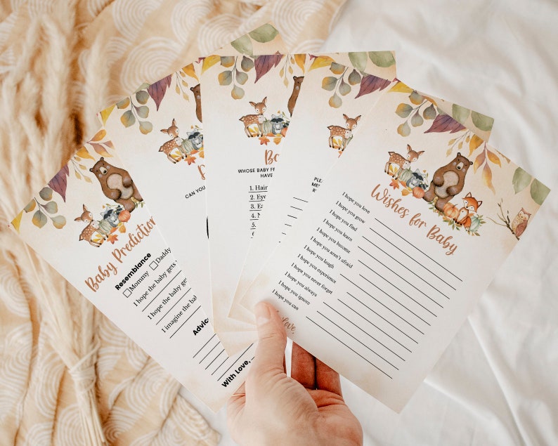 Editable Fall Woodland Baby Shower Game Bundle Oh Boy - Etsy