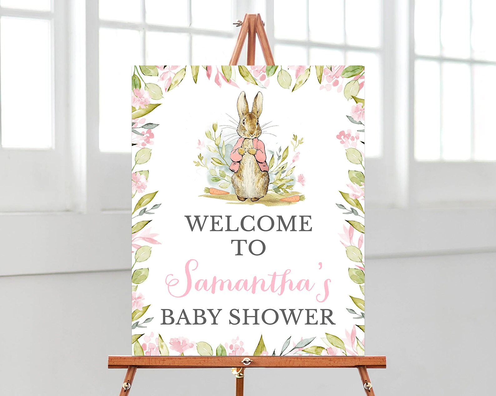 Editable Peter Rabbit Baby Shower Welcome Sign Pink Peter - Etsy